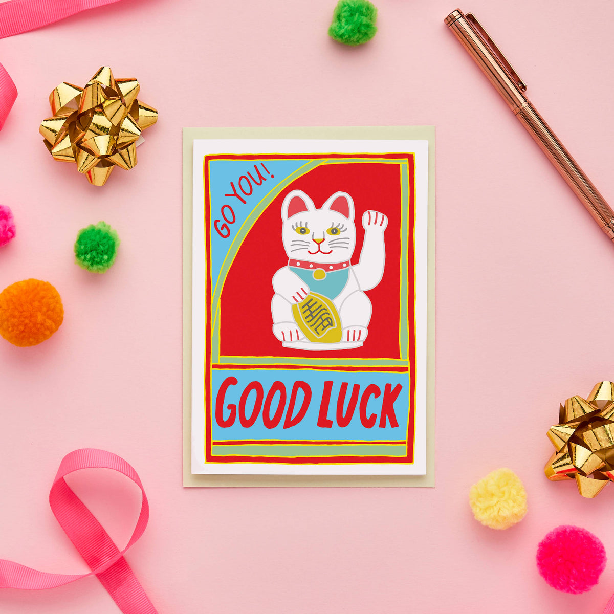 Lucky Chinese Cat | Good Luck Card | Matchbox Design – Masato Jones
