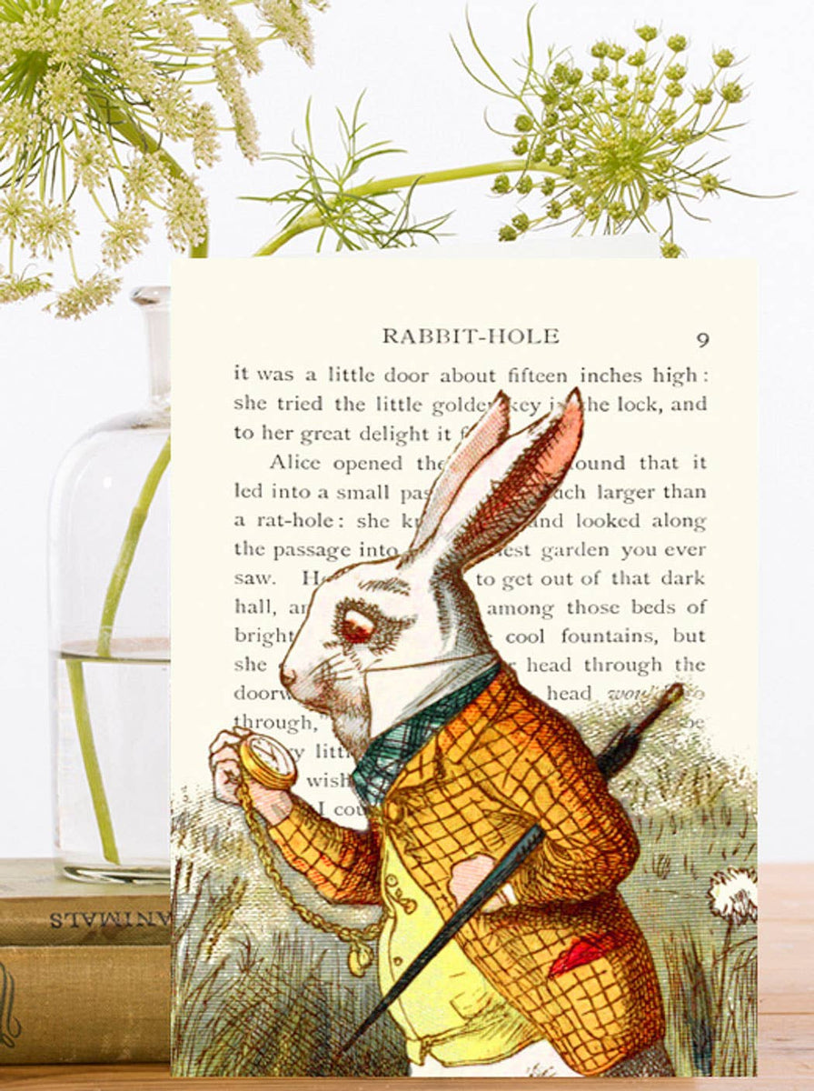 The White Rabbit - Alice In Wonderland Vintage Design Greeting Card ...