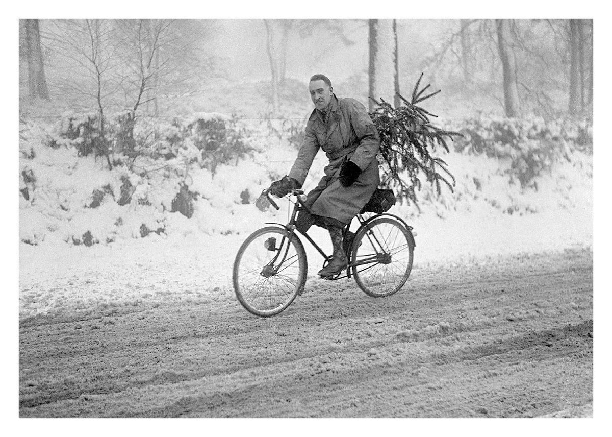 Carrying the tree home vintage photographic Christmas card – Masato Jones